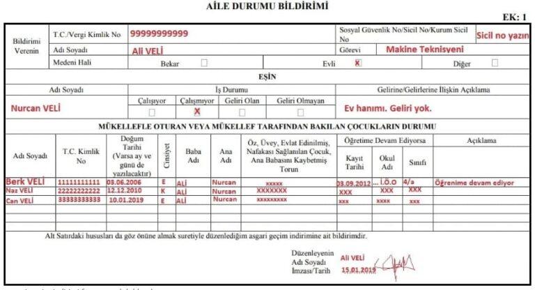 Agi Formu, Aile Bildirim Formu Nasıl Doldurulur Örnek 2021 - SSK Sor